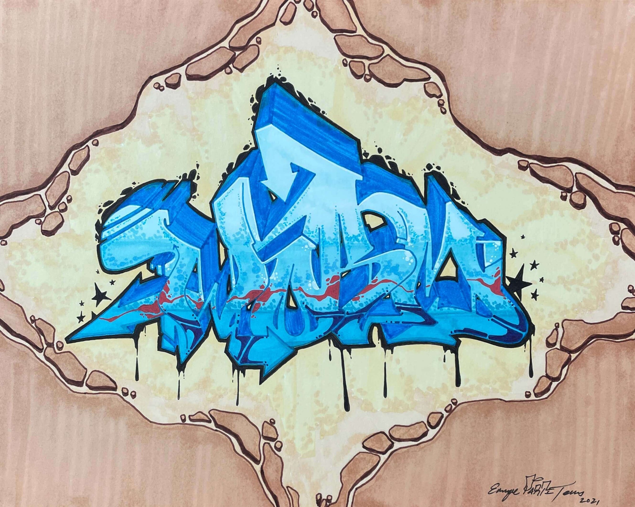 Part One 'Funky Worm' Original Drawing – Museum of Graffiti